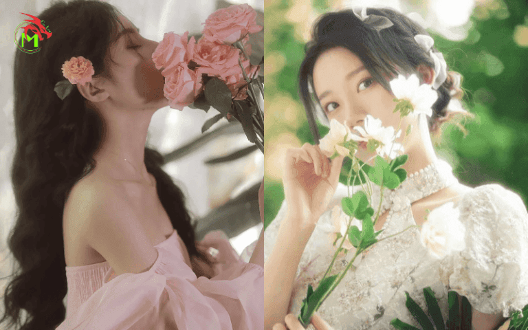 Cách tạo dáng chụp ảnh với hoa che mặt